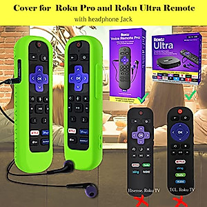 2 Pack Case for Roku Voice Remote Pro, Cover for Roku Headphone Remote Rechargeable Controller Silicone Sleeve Skin with Lanyard Glow in The Dark