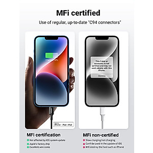UGREEN USB C to Lightning Cable- 3FT MFi Certified PD Fast Charging Phone Charger Cord Compatible with iPhone 14/14 Pro/14 Pro Max, iPhone 13/12/11/X/XR/XS/8 Series, MacBook, iPad, AirPods Pro