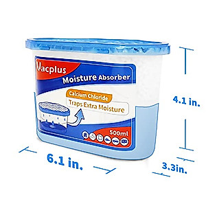 ✅ 𝗩𝗮𝗰𝗽𝗹𝘂𝘀 Moisture Absorber Boxes (6 Pack), 10.5 Oz, Vacplus Unscented Moisture Absorber, Humidity Absorber Attracts Extra Moisture from Your Bathroom, Closet, Kitchen & Study, Dehumidifier for Closet (Fragrance Free)