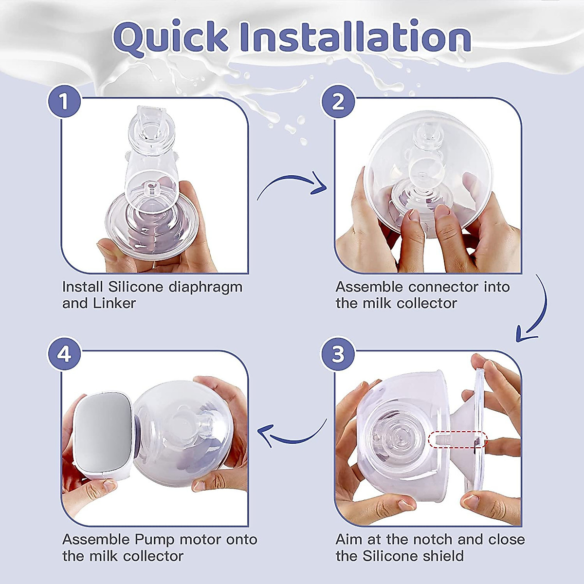 Kompoll Wearable Breast Pump Double Electric Breast Pump 24 mm Hands-Free Breast Pump 2 Mode & 5 Levels Portable Breast Pump Electric Worn in-Bra Wireless Breast Pump Breastfeeding Gray