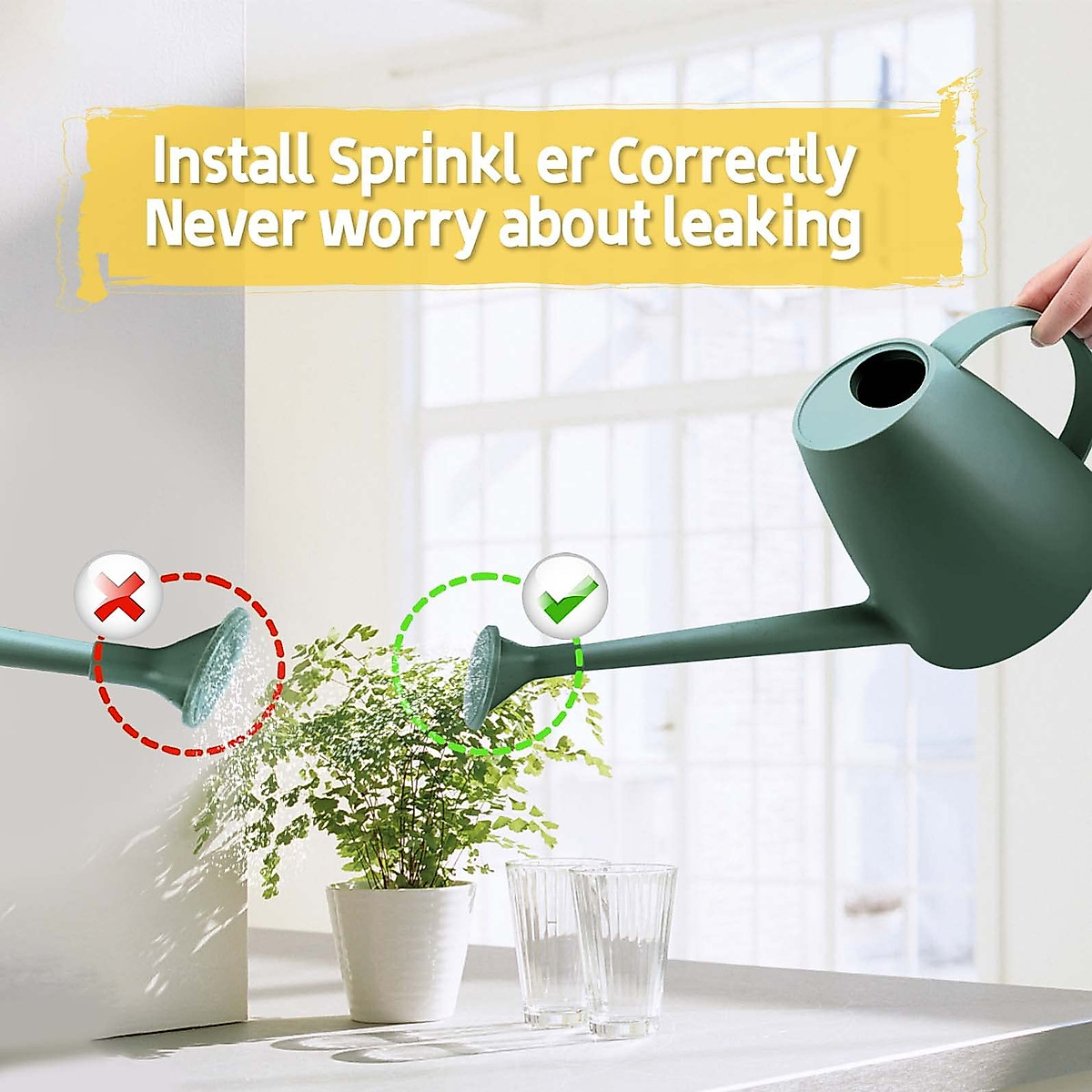 Watering Can for Indoor Plants, Small Watering Cans for House Plant Garden Flower, Long Spout Water Can for Outdoor Watering Plants 1.8L 1/2 Gallon