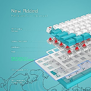 Womier 60% Percent Keyboard, WK61 Mechanical RGB Wired Gaming Keyboard, Hot-Swappable Keyboard with PBT Keycaps for Windows PC Gamers - Linear Red Switch