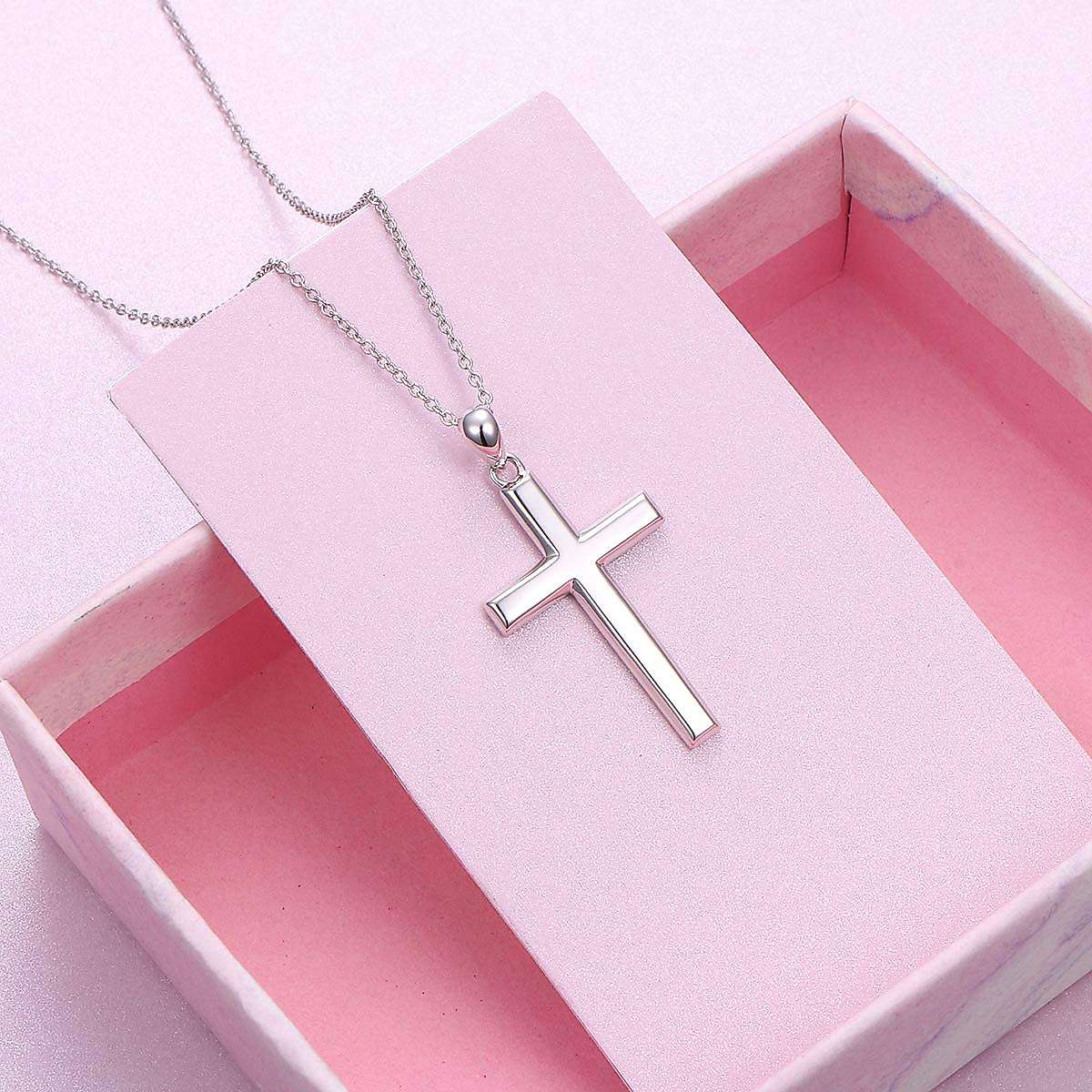 DAOCHONG S925 Sterling Silver Cross Communion Baptism Easter Pendant Necklace for Women Men Teen Jewelry