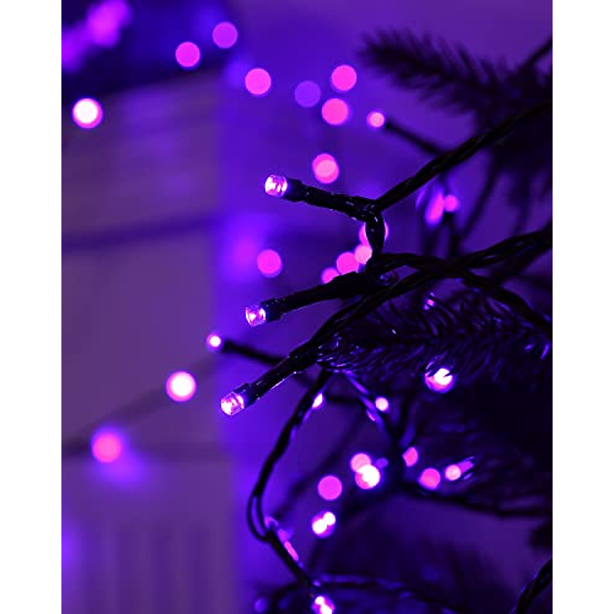 Flacchi Purple Solar Halloween Lights 72ft 200 LED 8 Modes Waterproof Solar String Lights for Garden,Patio,Fence,Balcony,Outdoor,Holiday Decoration