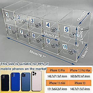 TZUTOGETHER Cell Phone Lock Box, Wall-Mounted Acrylic Cell Phones Storage Cabinet Storage Locker Box with Door Locks and Keys for Classroom Office Employees