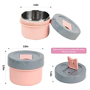 10oz Soup Thermos Wide Mouth Vacuum Insulated Food Jar Stainless Fruit Snack Container Jar Thermos for Hot Food Rounds Leak Proof for School, Office （Pink）