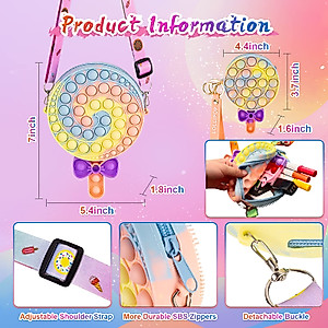livingcoral Pop it Purse 2 Pack, Pop its Fidget Toys for Girls, 3 4 5 6 7 8 Year Old Girl Birthday Gifts, Lollipop Shape Girl Toys.
