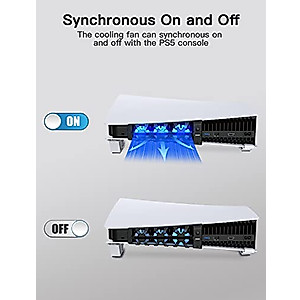 NexiGo PS5 Horizontal Stand with Slient Cooling Fan, [Auto On/Off], [Minimalist Design], Compatible with Playstation 5 Disc & Digital Editions, Built-in LED Light, Extra USB Port, Easy to Install