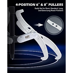 Orion Motor Tech Gear Puller Set, 3" 4" 6" 8" 3 Jaw Puller Kit for Pulley Gear Bearing Flywheel Removal, Heavy Duty Pulley Puller with Reversible Jaws 4 pcs Bearing Puller Tool Kit