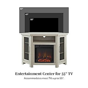 Walker Edison Alcott Classic Glass Door Fireplace Corner Entertainment Center TV Stand for TVs up to 55 Inches, 48 Inch, Espresso