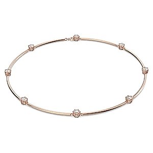 SWAROVSKI Constella All-Around Necklace, Clear Circle-Cut Crystal with a Rose-Gold Tone Finish Chain, part of the Swarovski Constella Collection