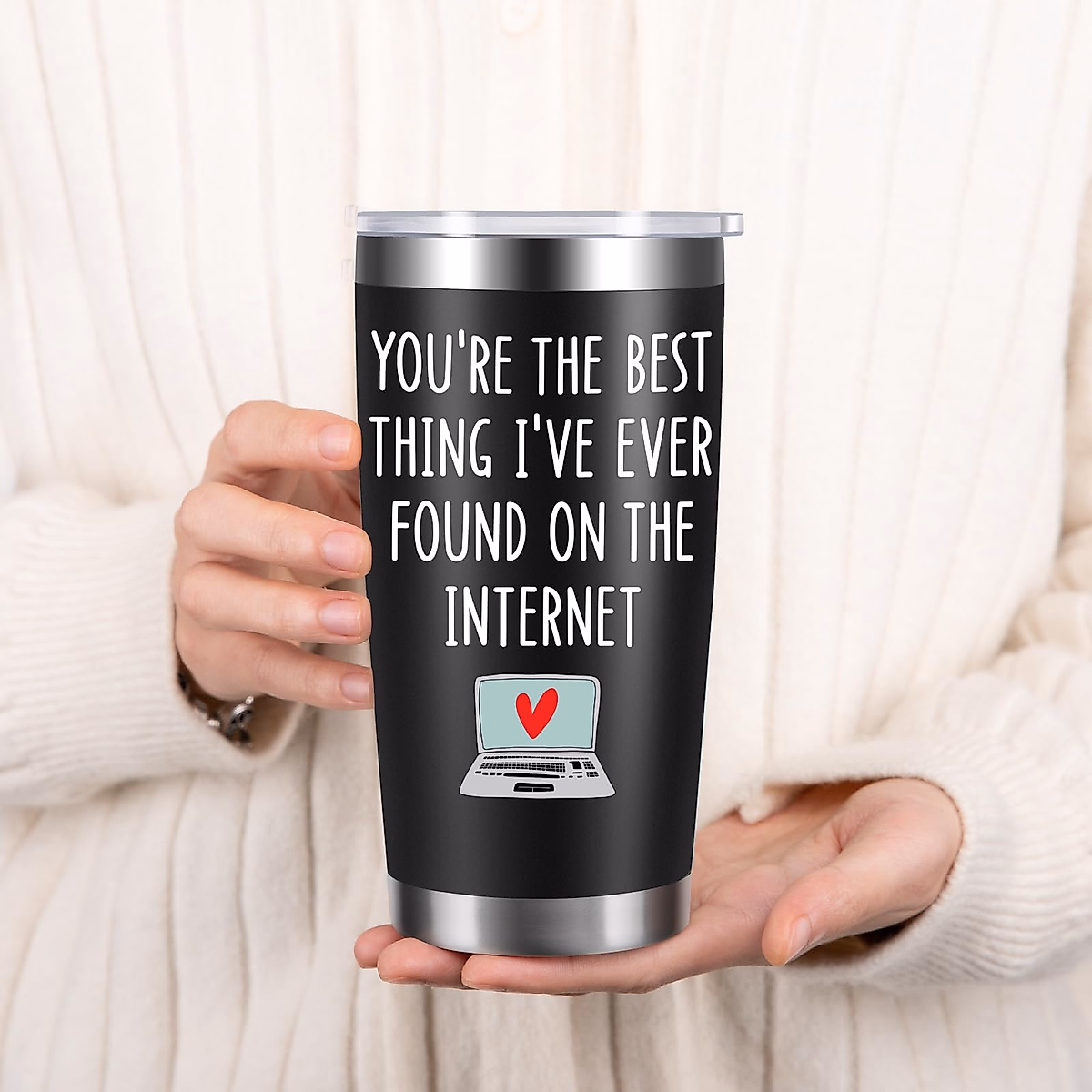 GSPY Wine Tumbler, Husband Gifts, Boyfriend Gifts - Mothers Day Gifts for Girlfriend, Wife - Funny Anniversary, Fathers Day, Birthday Gifts for Her, Him - Best Thing I Found on the Internet