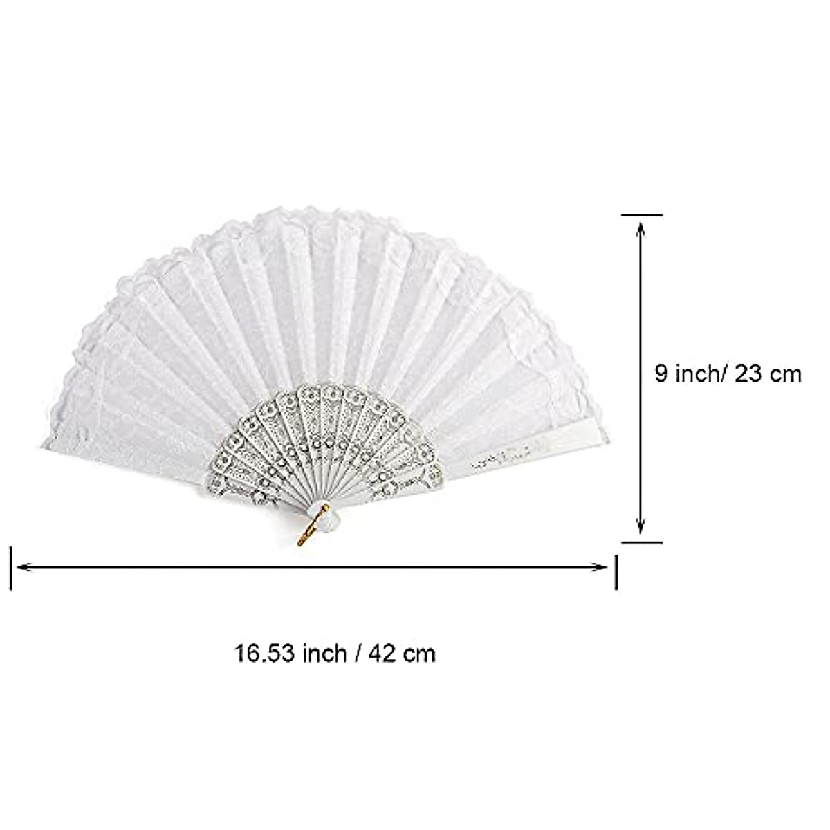 GOESUP 2 Pack White lace Folding Fan Japanese Chinese Handheld Fans for Bridal Dancing Props Church Wedding Gift Party Favors