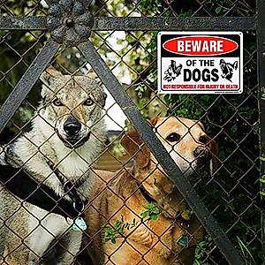 Beware of Dog Sign, 2 Pack 10"x 7" Rust Free .40 Aluminum, UV Printed- Professional Graphics- Easy to Mount- Indoor Or Outdoor Use- Beware of Dog Warning Signs for Home and Business