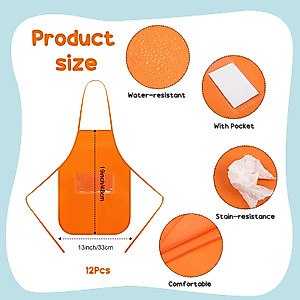 Shihanee 12 Pcs Kids Apron with Pockets Paint Apron Artists Apron Kids Art Smock for Kindergarten Classroom Cooking Activity(3-5 Y)
