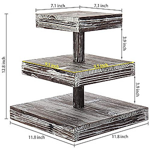 MyGift 3-Tier Torched Wood Cupcake Stand, Dessert Appetizer Serving Tray Tower