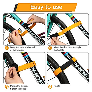 15 Pieces Bike Straps Adjustable Bike Rack Straps Reusable Bike Cinch Strap Replacement Bike Wheel Stabilizer Straps Bike Accessories for Transporting Bikes, 1 x 23.6 Inch, 1 x 11.8 Inch