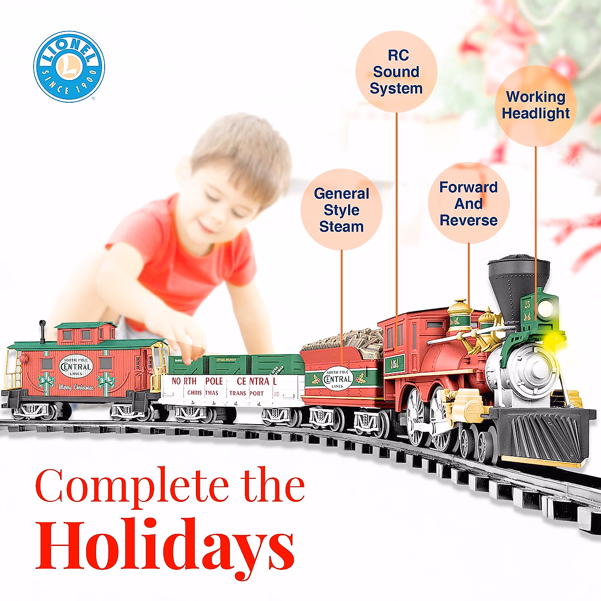 Lionel North Pole Central Ready-to-Play Freight Set, Battery-powered Model Train Set with Remote