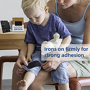 HTVRONT Iron on Patches for Clothing Repair, Fabric Patches Iron on, Black White Gray Beige Brown Repair Decorating Kit 20 Pieces Iron on Patch Size 3.7" by 4.9" (9.5 cm x 12.5 cm)