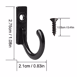 Maosifang Wall Mounted Hook Hangers Metal Hook Single Hook Robe Hook with Screws for Hanging Coat Key Hat Jewelry,30 Sets(Black)