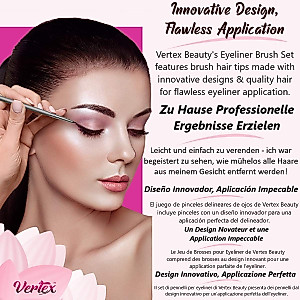 Eyeliner Brush Fine Angled Set - For Liquid Gel Liner Applicator Bent Stencils Thin Pencil Pen Real Small Sharpener Angle Wing Tips Firm Makeup Brushes Black Stamp Winged Kit Flat Waterproof Cat Eye