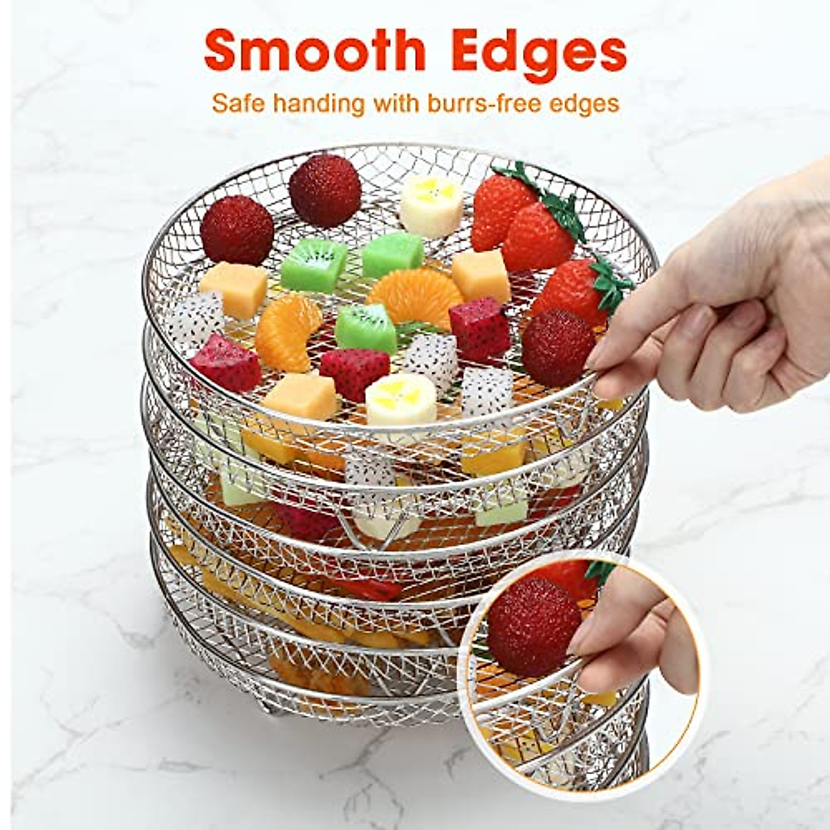 Patelai 6 Pcs Air Fryer Racks 7.8 Inch 3 Layer Stackable Stainless Steel Dehydrator Racks for Oven Air Fryer Accessories, Compatible with Ninjia, Gowise, Fit for 4.2-5.8 Qt Air Fryer Pressure Cooker