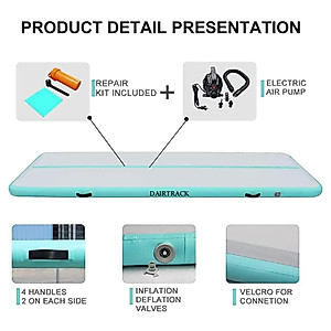 DAIRTRACK Air Tumbling Mat,Tumble Track 10ft/13ft/16ft/20ft Inflatable Gymnastics Air Mat for Gymnastics Training/Home Use/Gym/Cheerleading/Yoga/Water