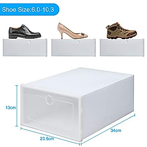 SHNORM Transparent Shoe Storage Box - Folding Large Size Cabinet Unit Easy Assembly, Stackable Shoe Storage Box with Lid for Women/Men (24/12/6Pcs) (#2:24Pcs with Lid, White)
