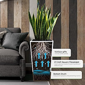 QCQHDU 21 inch Large Tall Taper Planters for Indoor & Outdoor Plants, 2 Pack Durable Plant-Flower-Tree Pots for Front Porch Patio Living Room Home Garden Decor