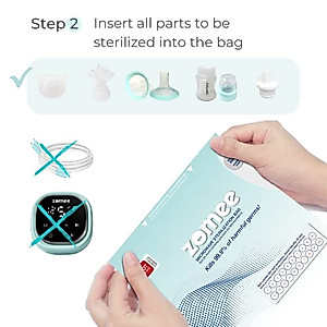 Zomee Microwave Steam Sterilizer Bags | Eliminates 99.9% of Germs and Bacteria | Disinfects Most Zomee Breast Pump Accessories | 5 Bags | Reusable for Up to 100 Sterilization Cycles