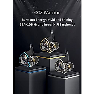 keephifi CCZ Warrior in Ear Monitors IEM with 3BA+1DD Hybrid Drivers, Neutral Sound Headphones, Audiophile Earbuds for Music Lovers Musicians, Drummers, Rapper (Silver No Mic)