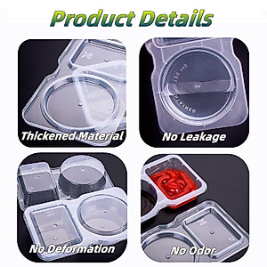 Fayino 20 PCS Double Compartment Condiment Containers with Lids, Portable Reusable Sauce Container 2 Compartment Snack Container for to-go Sauce, Sampling, Travel Snack