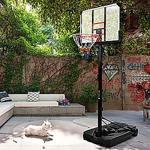 HomSof Portable Basketball Hoop Basketball System 6.6-10ft Height Adjustment for Youth Adults LED Basketball Hoop Lights,Colorful Lights,Waterproof,Super Bright，6.6Ft-10Ft