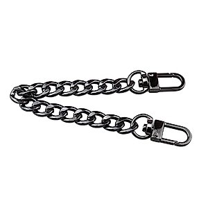 HEEHEE 7.9" (20cm) Purse Chain Strap Extender, Sturdy Flat Iron Replacement Chain with Buckles, Comfortable Shoulder Crossbody Strap for Handbags, Upscale Color Black Tone, 1 PCS