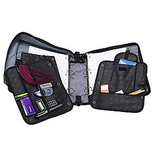 Case-it The Dual 2-in-1 Zipper Binder - Two 1.5 Inch D-Rings - Includes Pencil Pouch - Multiple Pockets - 600 Sheet Capacity - Comes with Shoulder Strap -Dual-101, Kelly Green