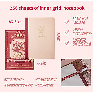 Scrapbooking Supplies Kit, Vintage Rose Aesthetic Scrapbook Kit for Bullet Junk Journal, Stationery, A6 Grid Notebook, Flower DIY Journaling Supplies, Birthday Craft Gift Teen Girl Kid Women