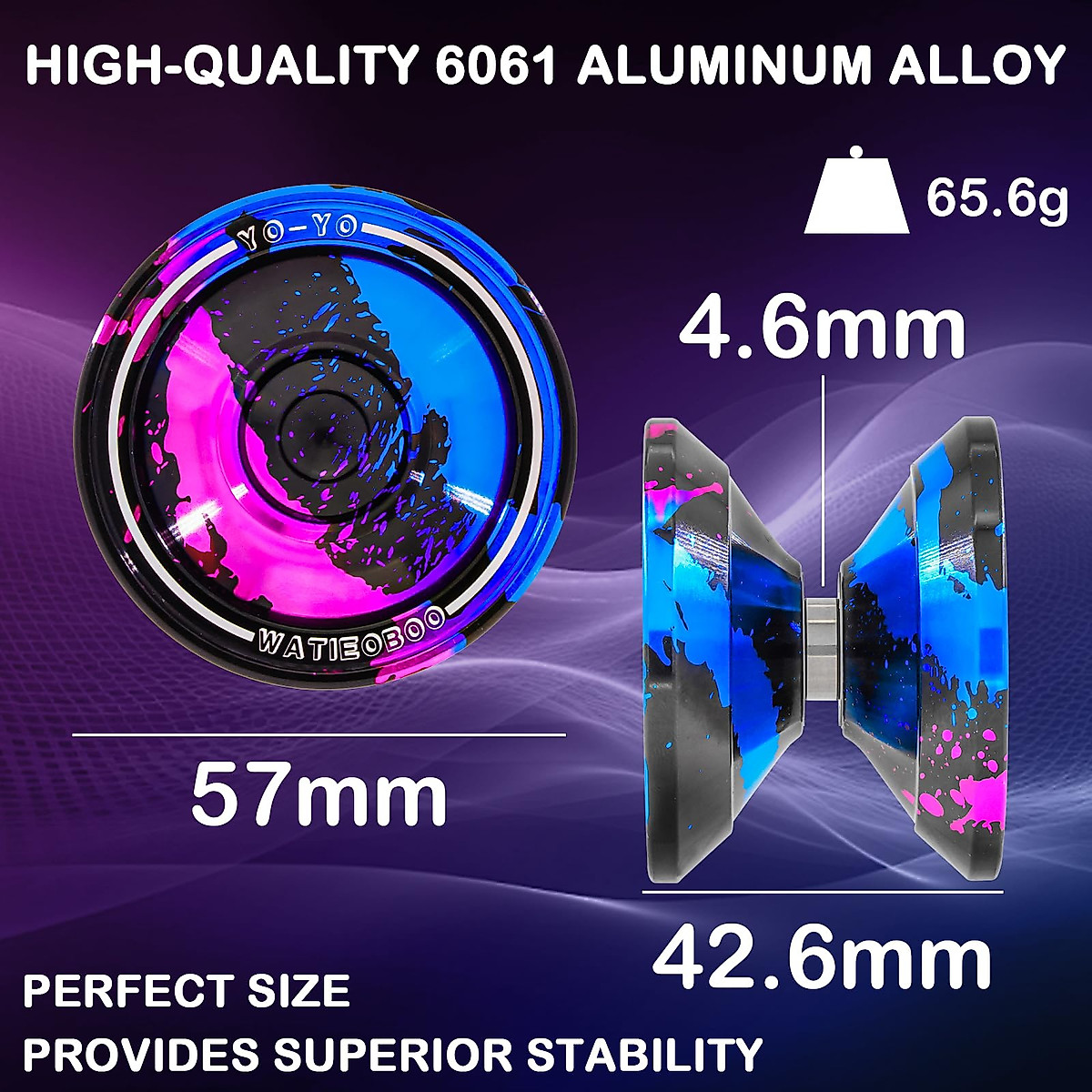 WATIEOBOO yoyo M18 Professional Metal Trick Yoyo Responsive & Unresponsive yoyos for Kids 8-12 and Adults yoyo, with Bearing Kit, 10 Strings, Case & Gloves 6061 Aluminum Alloy yo-yo