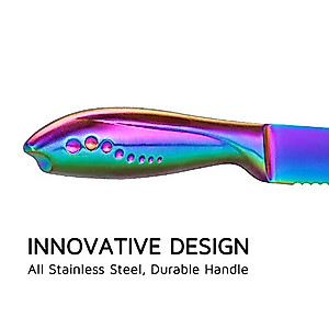 WELLSTAR Bread Knife 8 Inch, Serrated Bread Cutter, Ultra Sharp German Stainless Steel Blade and Comfortable Handle with Rainbow Titanium Coated for Slicing Breads Loaves Bagel Cake and Large Fruit