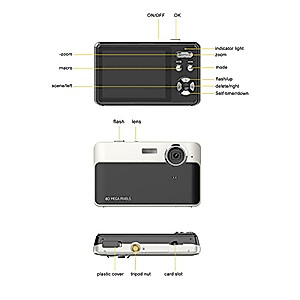 Digital Camera, 1080P FHD Mini Video Camera, 40MP LCD Screen Rechargeable Pocket Camera with 3X Digital Zoom Vlogging Camera for Adult,Beginners, for Summer Travel, Record Beautiful Moments