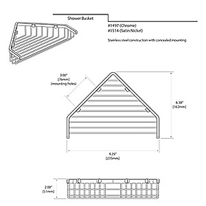 Gatco 1497MX Shower Basket, 9.25", Matte Black | Wall Mounted Stainless Steel Corner Shower Caddy | Bathroom Corner Shelf Organizer in Matte Black