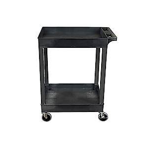 LUXOR SEC11-B 24" x 18" Plastic Utility Tub Cart - Two Shelf-Black