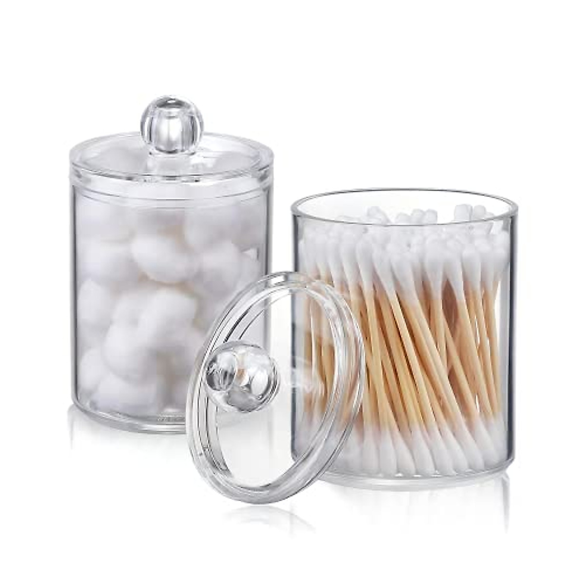 Vrpshe 2 Pack Qtip Holder Dispenser for Cotton Ball, Cotton Swab, Cotton Round Pads, Dispenser Holder Transparent Acrylic Storage Organizer Containers Cotton Rounds Display Rack With Lid (2)