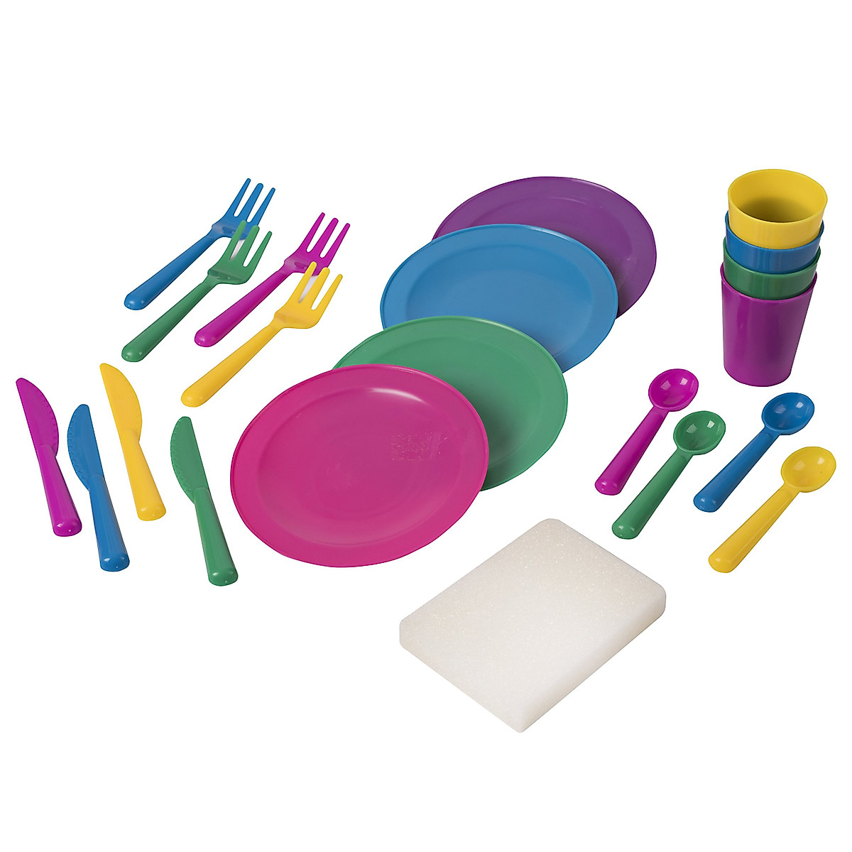 Big Mo’s Toys Pretend Play Dishes Playset – Little Chef Kitchen Set, Kids Cooking Serving Dishes - Play Cups, Pans, Cutlery, Ladle, Tableware, Pots and Dish Drainer, Set of 28