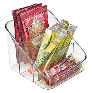 mDesign Small Plastic Food Packet Organizer Caddy - Storage Station for Kitchen, Pantry, Cabinet, Countertop - Holds Spice Pouches, Dressing Mixes, Hot Chocolate, Tea, Sugar Packets - 2 Pack - Clear