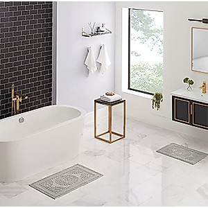 Jean Pierre New York Cotton StoneWash Medallion 17x24/20x32 in. 2-Piece Bath Rug Set, Taupe Gray