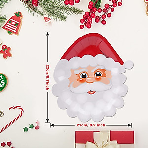 WBCBEC 24 Pieces Santa Christmas Themed Paper Plates Disposable Christmas Party Paper Plates Dinnerware Plates for Christmas Party Winter Season Dishware Holiday Baking Cookie Plate, 8.4 x 7.0 Inches