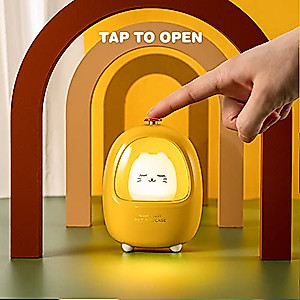 Smilodon Night Light Kids, Bedside Lamp for Children, Cute Toys for Kids, Children's Room Decoration, Kawaii Baby Night Light, Yellow Kitten, Portable, USB Rechargeable, Dimmable