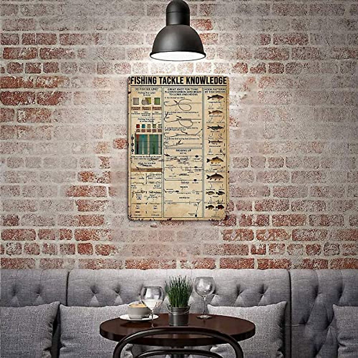 Retro Metal Sign Vintage TIN Sign Fishing Tackle Knowledge Sign for Plaque Poster Cafe Wall Art Sign Gift 8 X 12 INCH