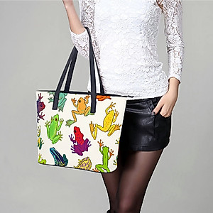 Womens Handbag Frog Pattern Leather Tote Bag Top Handle Satchel Bags For Lady