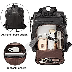 FOXLOVER Anti Theft Backpack Purse for Women Convertible Ladies Travel College Fashion Casual Shoulder Bag (Black)